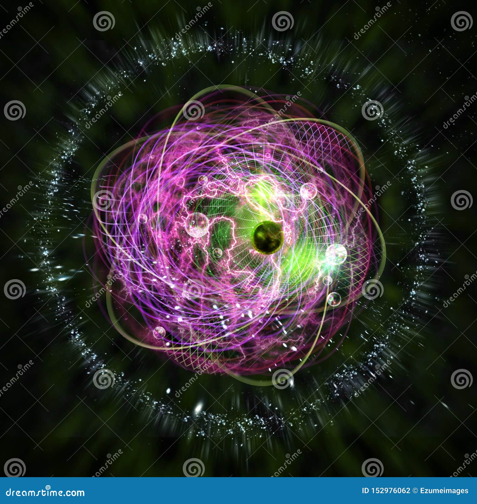 Atomic Particle 3D Illustration Stock Illustration - Illustration of ...