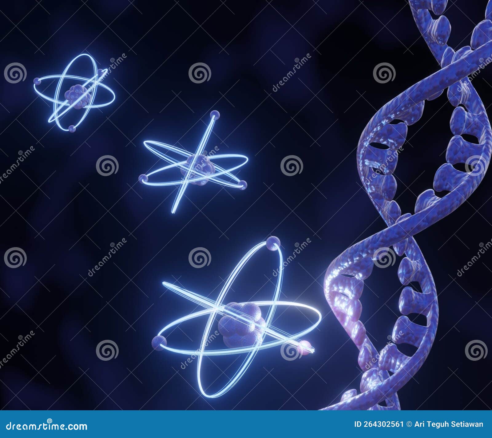 Atomic Radiation on DNA Strands Stock Illustration - Illustration of ...