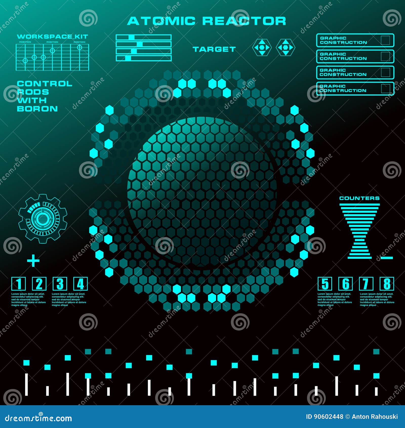 Atomic Reactor Futuristic Virtual Graphic Touch User Interface Stock ...