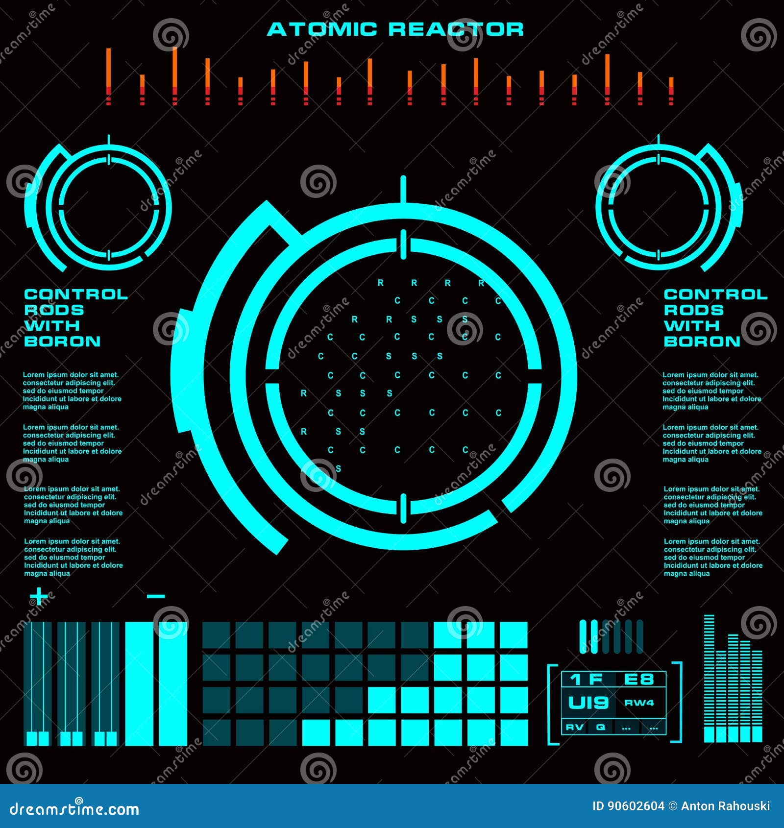 Atomic Reactor Futuristic Virtual Graphic Touch User Interface Stock ...