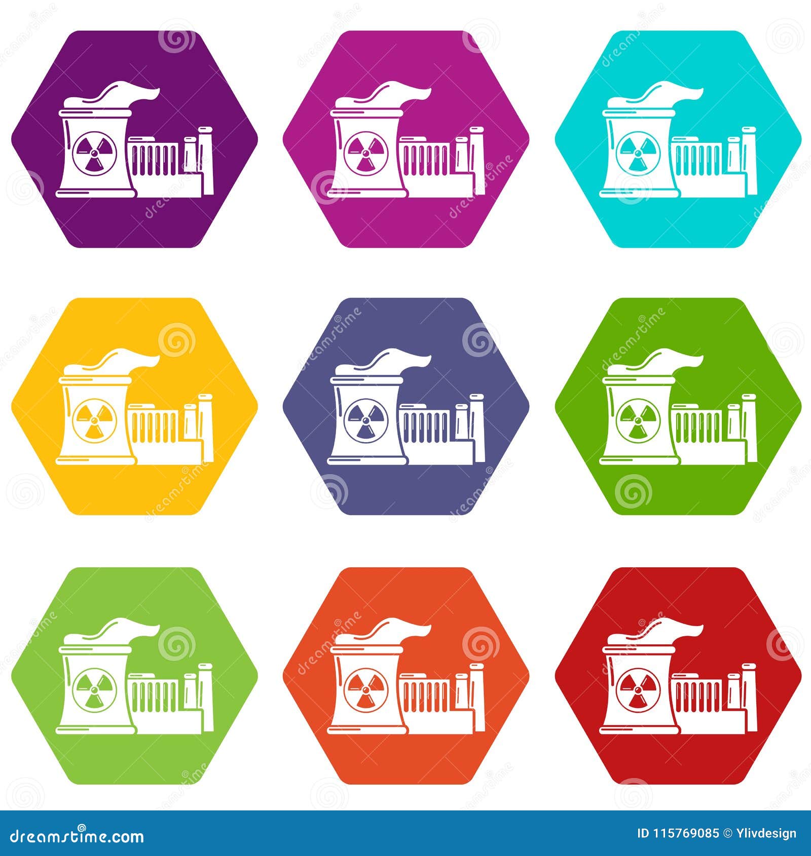 Atomic Reactor Icons Set 9 Vector Stock Vector - Illustration of sign ...