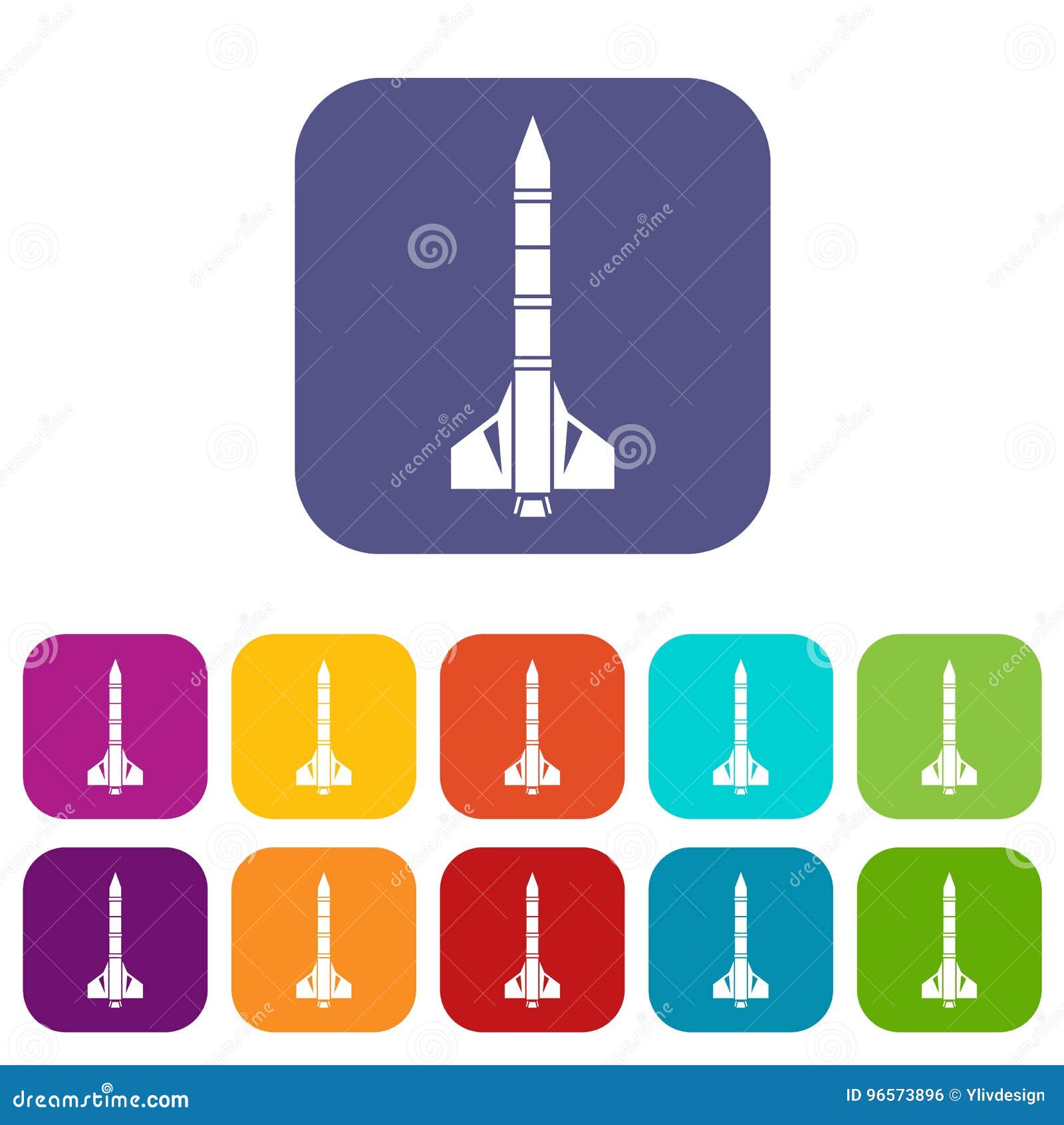 Atomic rocket icons set stock vector. Illustration of explosive - 96573896