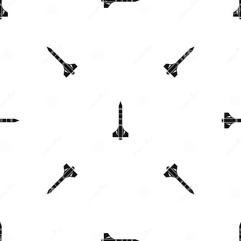 Atomic Rocket Pattern Seamless Black Stock Vector - Illustration of ...