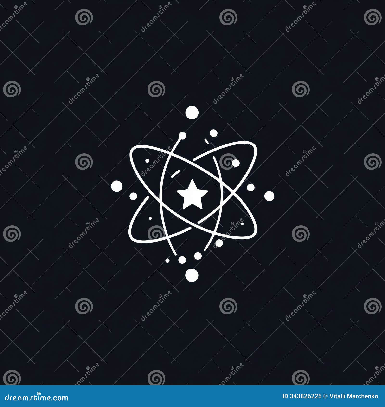 Atomic Star Symbol on Black Background: Minimalist Design of Atomic ...