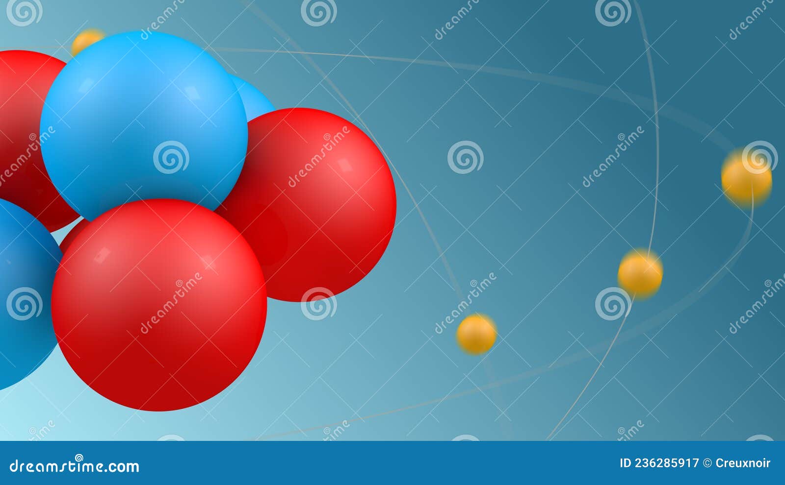 Atomic Structure in the Action Detail View 3D Render Stock Illustration ...