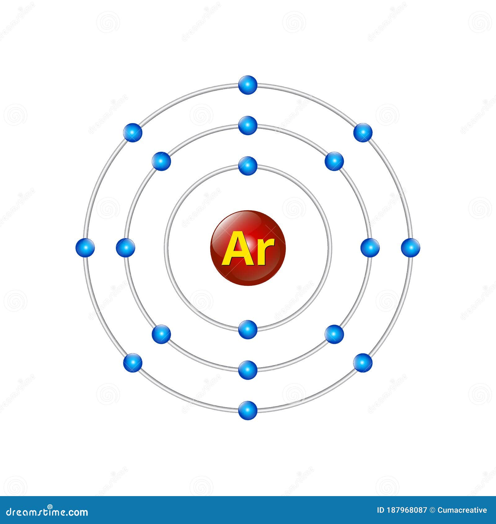 Atomic Structure of Argon Isolated White Background Stock Vector ...