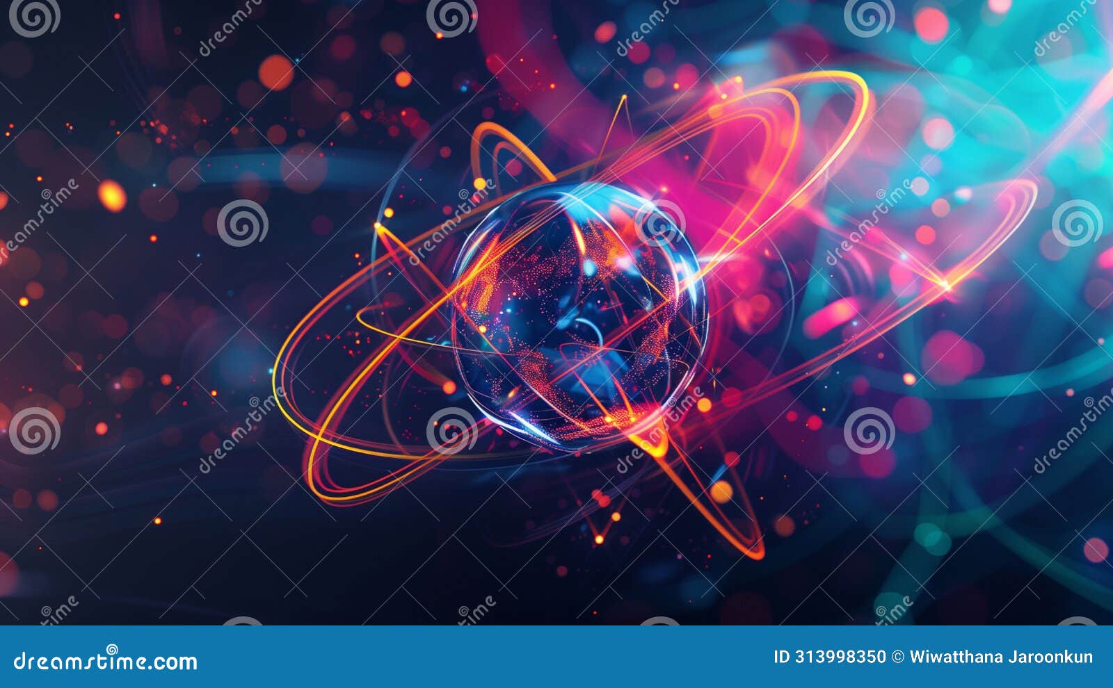 Atomic Structure. Futuristic Concept on the Topic of Nanotechnology in ...