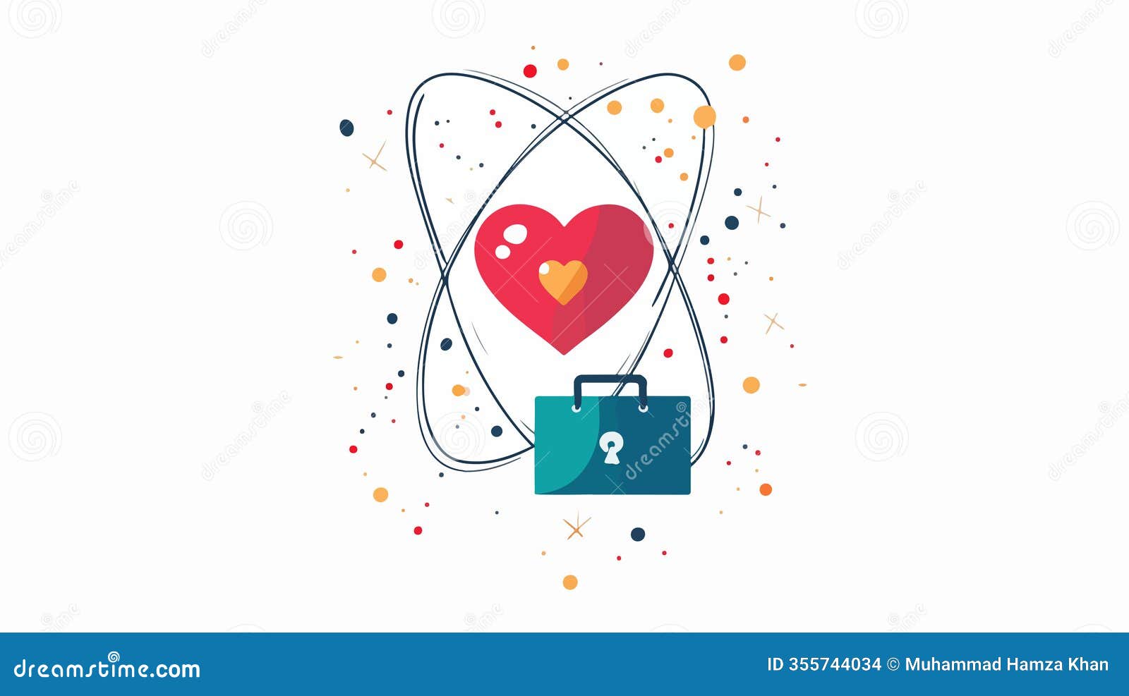 Heart Symbolizes Love in Atomic Structure for Romantic Design Concepts ...