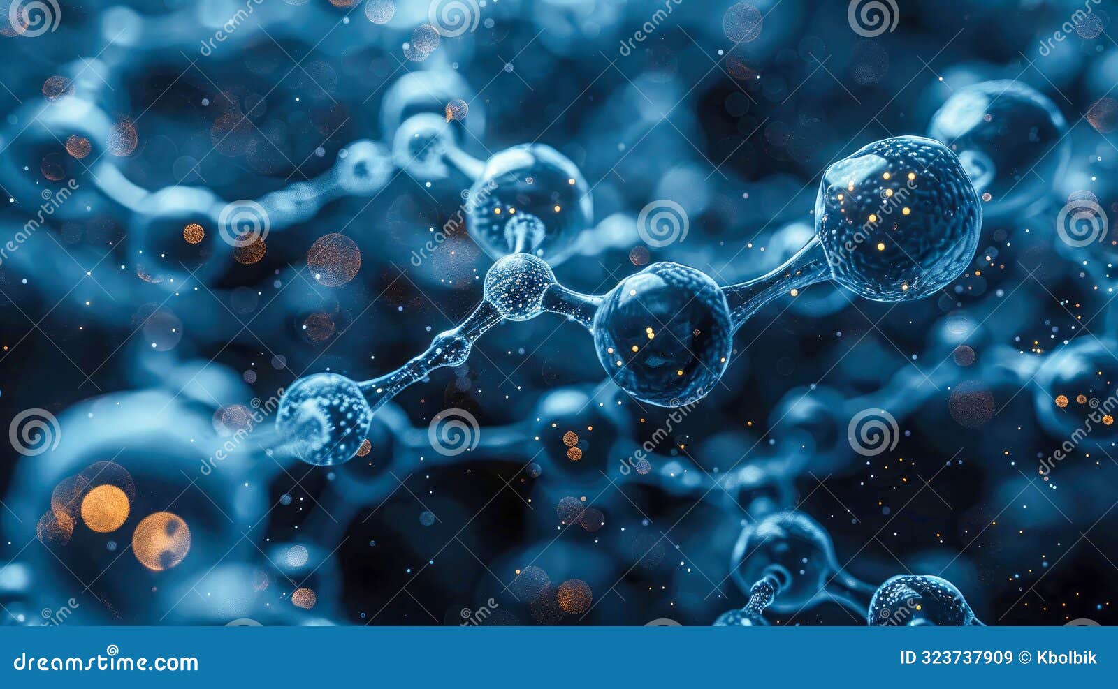 An Atomic Structure or a Molecular Model, Central Glowing Nucleus ...