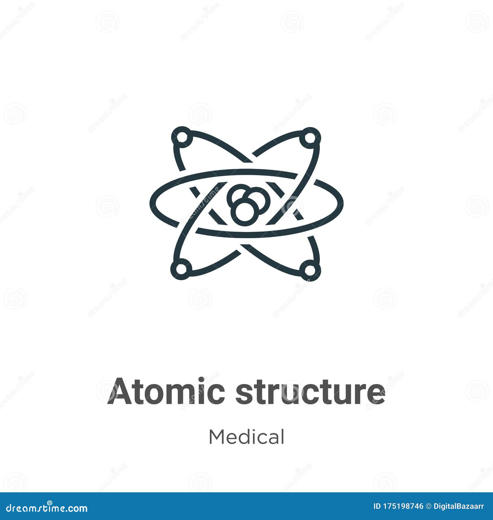 Atomic Structure Outline Vector Icon. Thin Line Black Atomic Structure ...