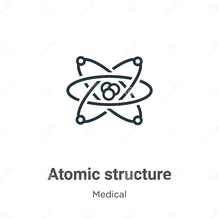 Atomic Structure Outline Vector Icon. Thin Line Black Atomic Structure ...