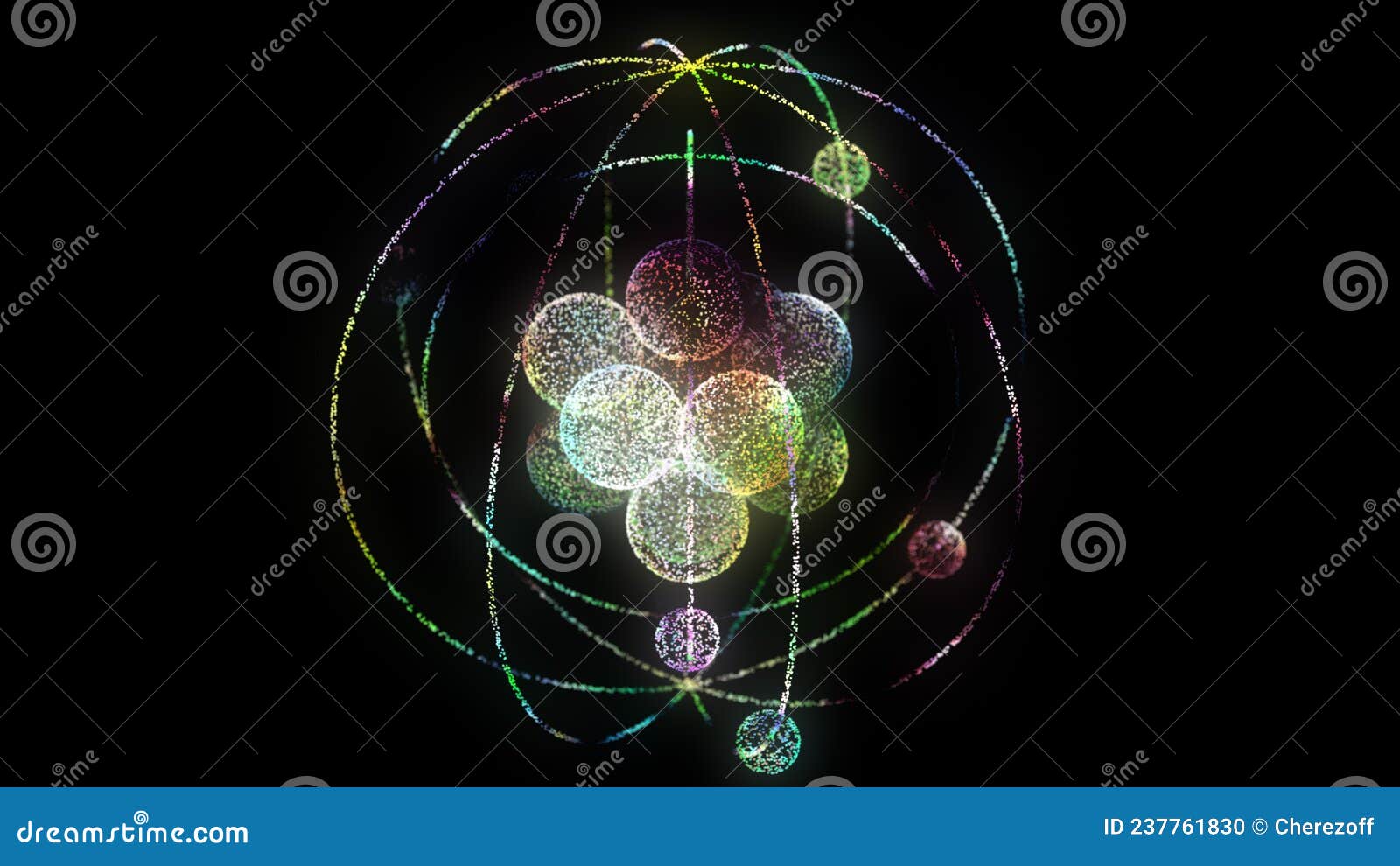 Atomic Structure of Particle on Black Background Stock Illustration ...