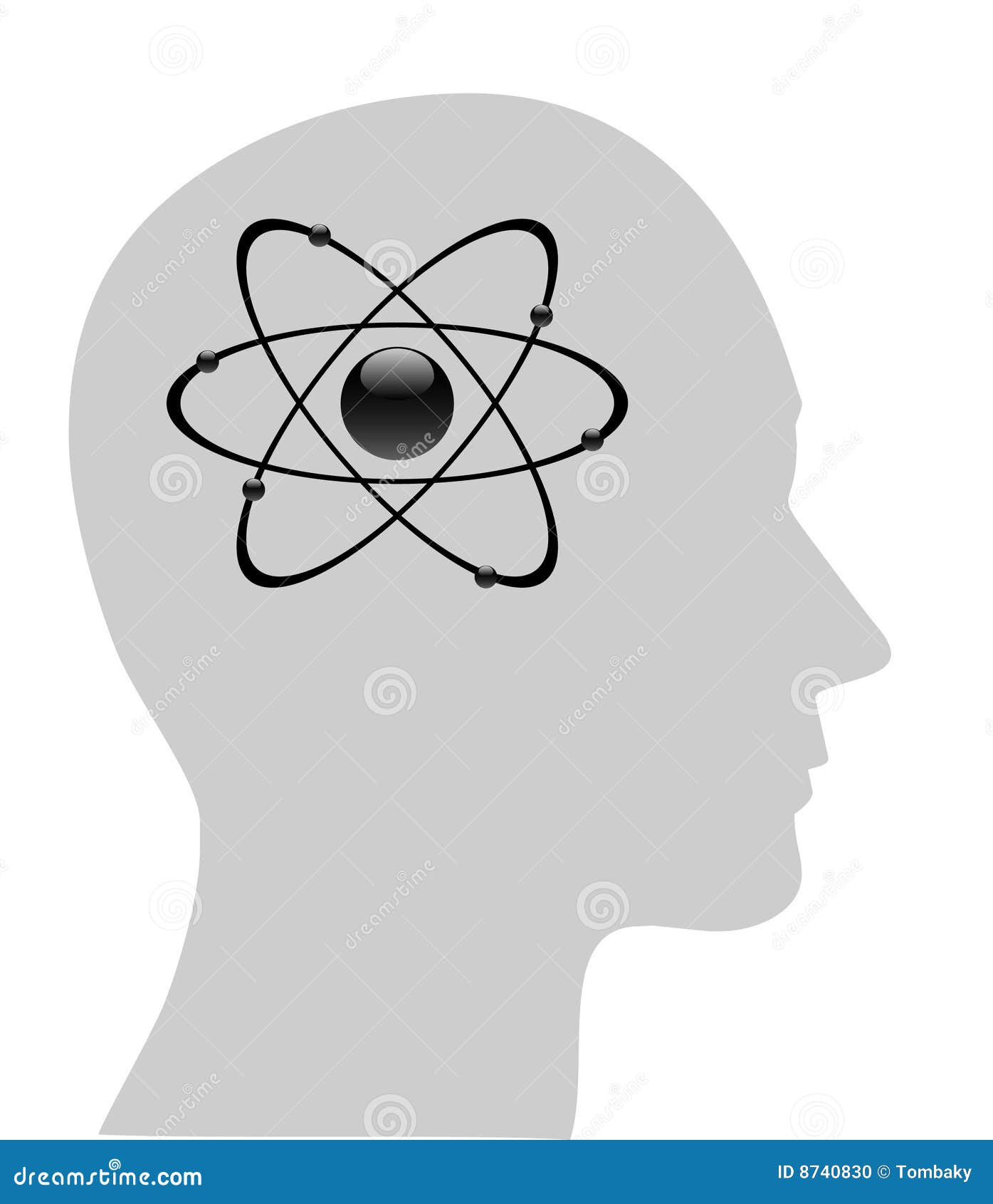 Atomic Symbol in Human Head Stock Vector - Illustration of idea, mind ...