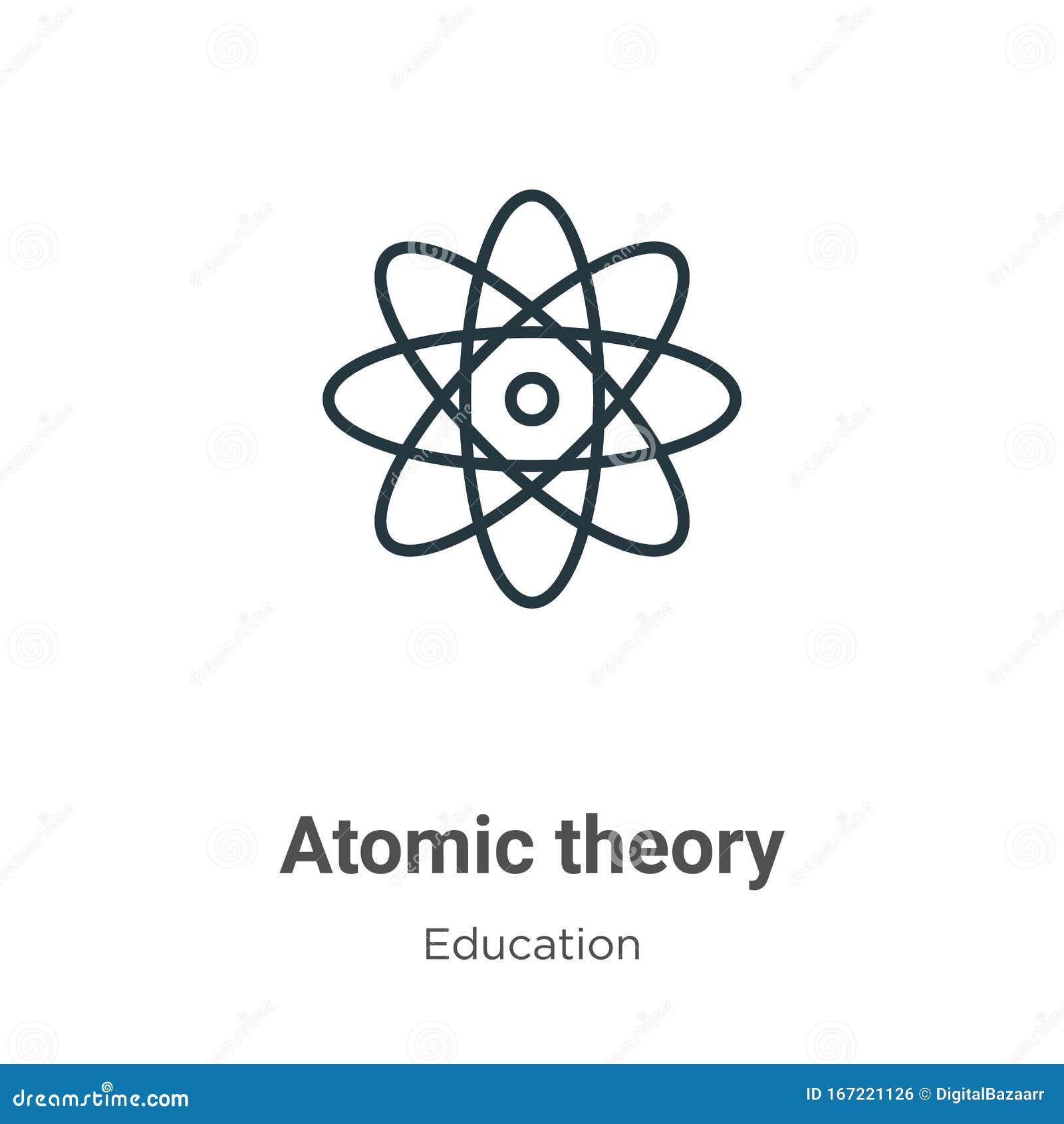 Atomic Theory Outline Vector Icon. Thin Line Black Atomic Theory Icon ...