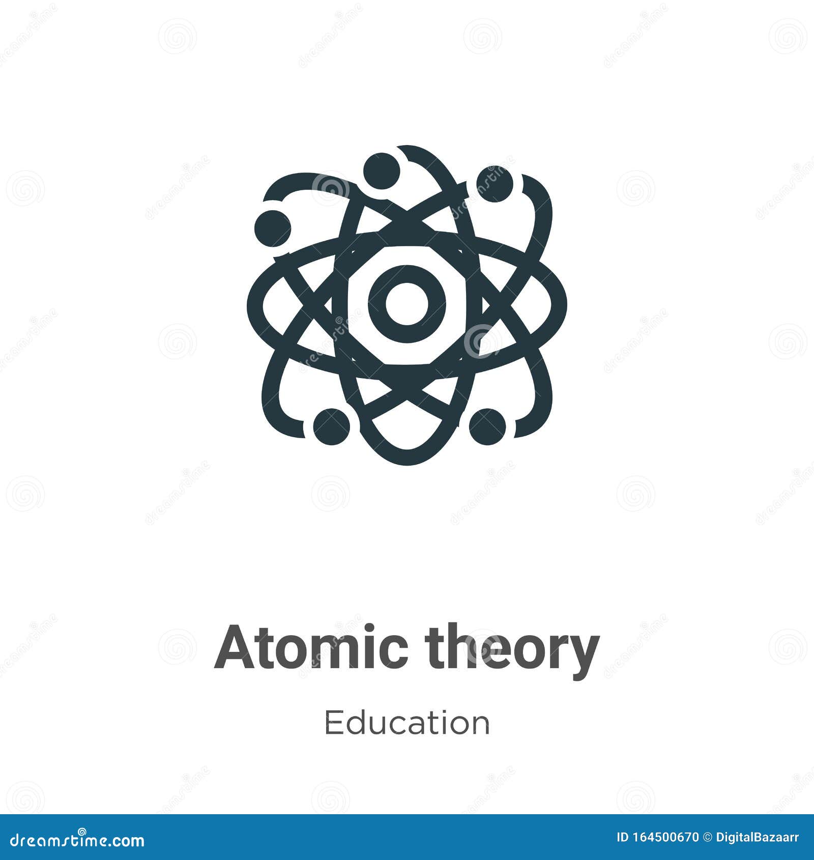 Atomic Theory Vector Icon on White Background. Flat Vector Atomic ...