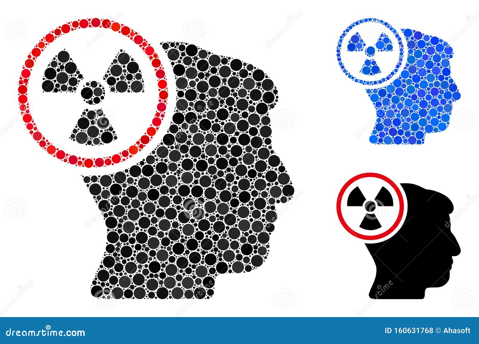 Atomic Thinking Head Mosaic Icon of Round Dots Stock Vector ...
