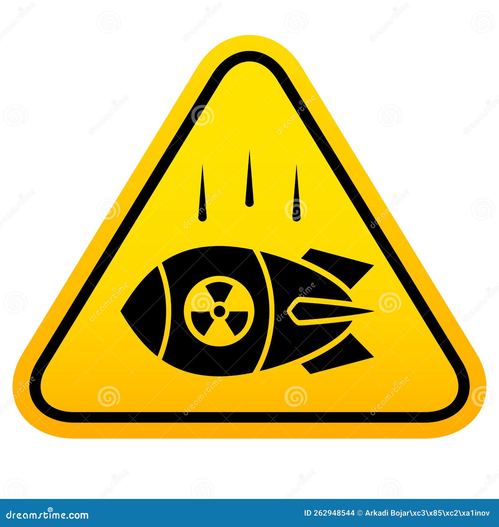 Atomic Warfare Hazard Yellow Warning Sign Stock Vector - Illustration ...