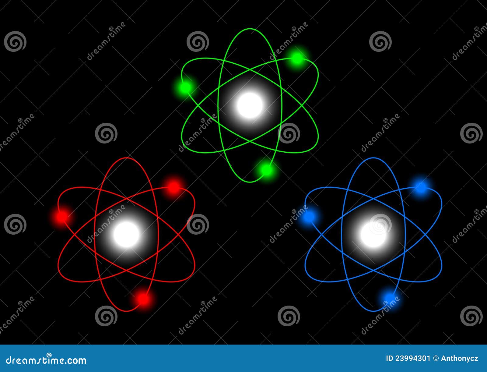 Atoms on black background stock vector. Illustration of chemistry ...