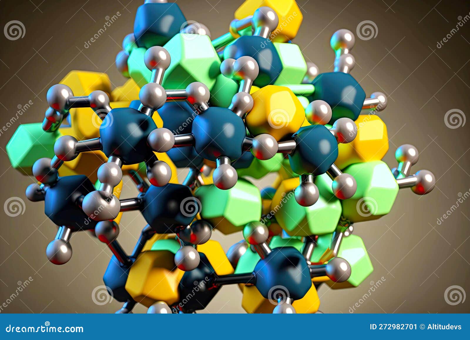 Atoms Grouped into Single Structure in Molecule Closeup Model Stock ...