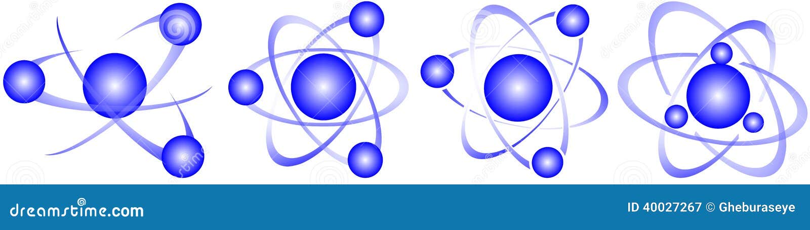 Set of Stylized Atoms in Blue Tones Isolated Stock Image - Illustration ...