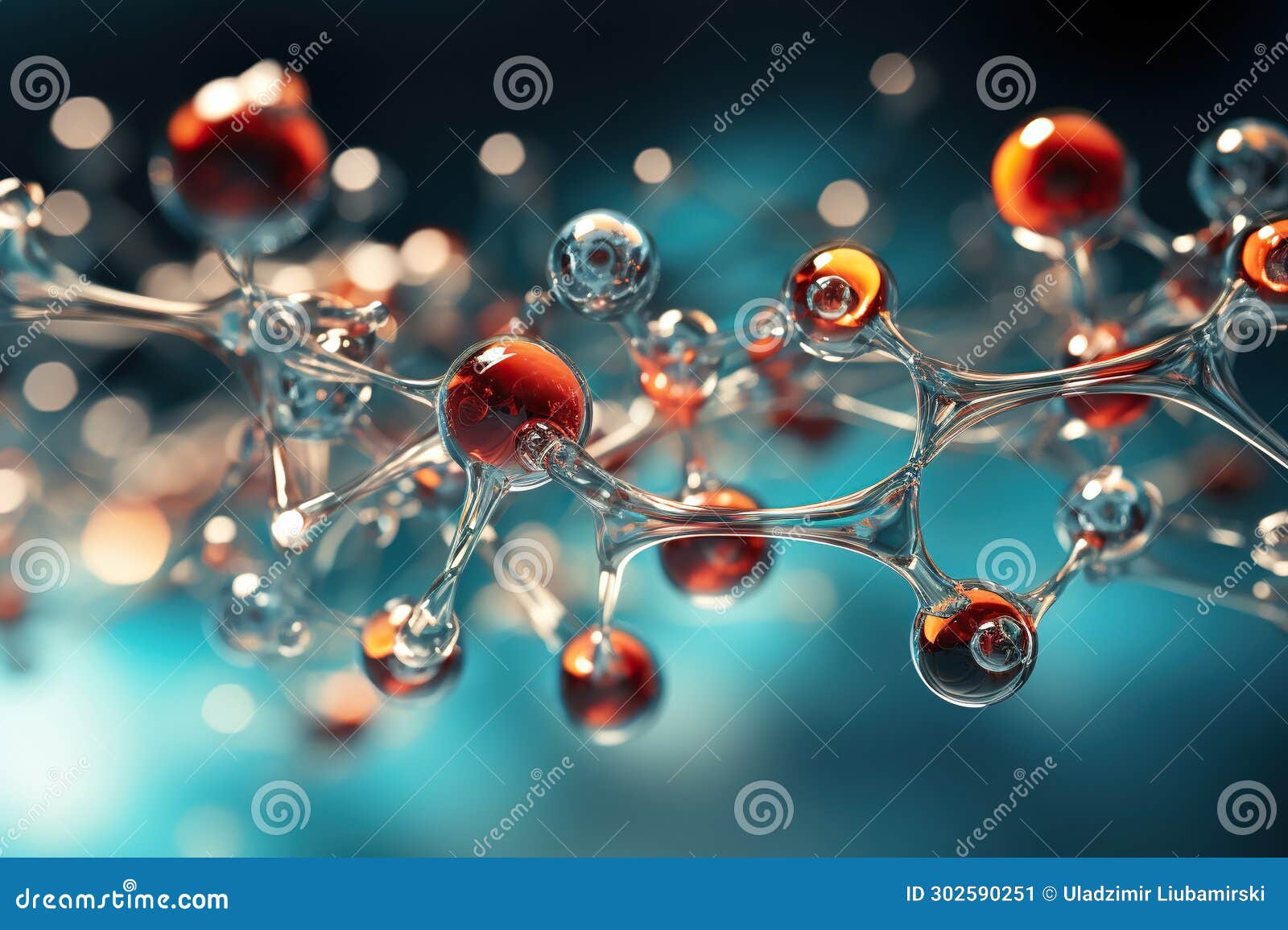 Atoms and Molecules Closeup with Bokeh Background. Generated by ...