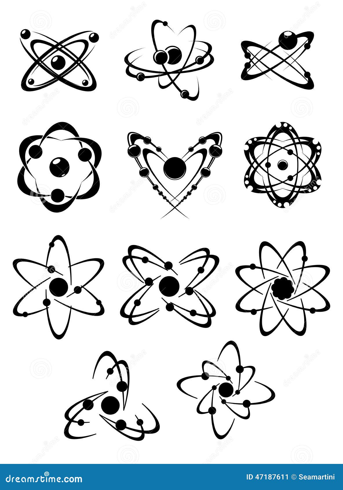 Atoms or molecules symbols stock vector. Illustration of proton - 47187611