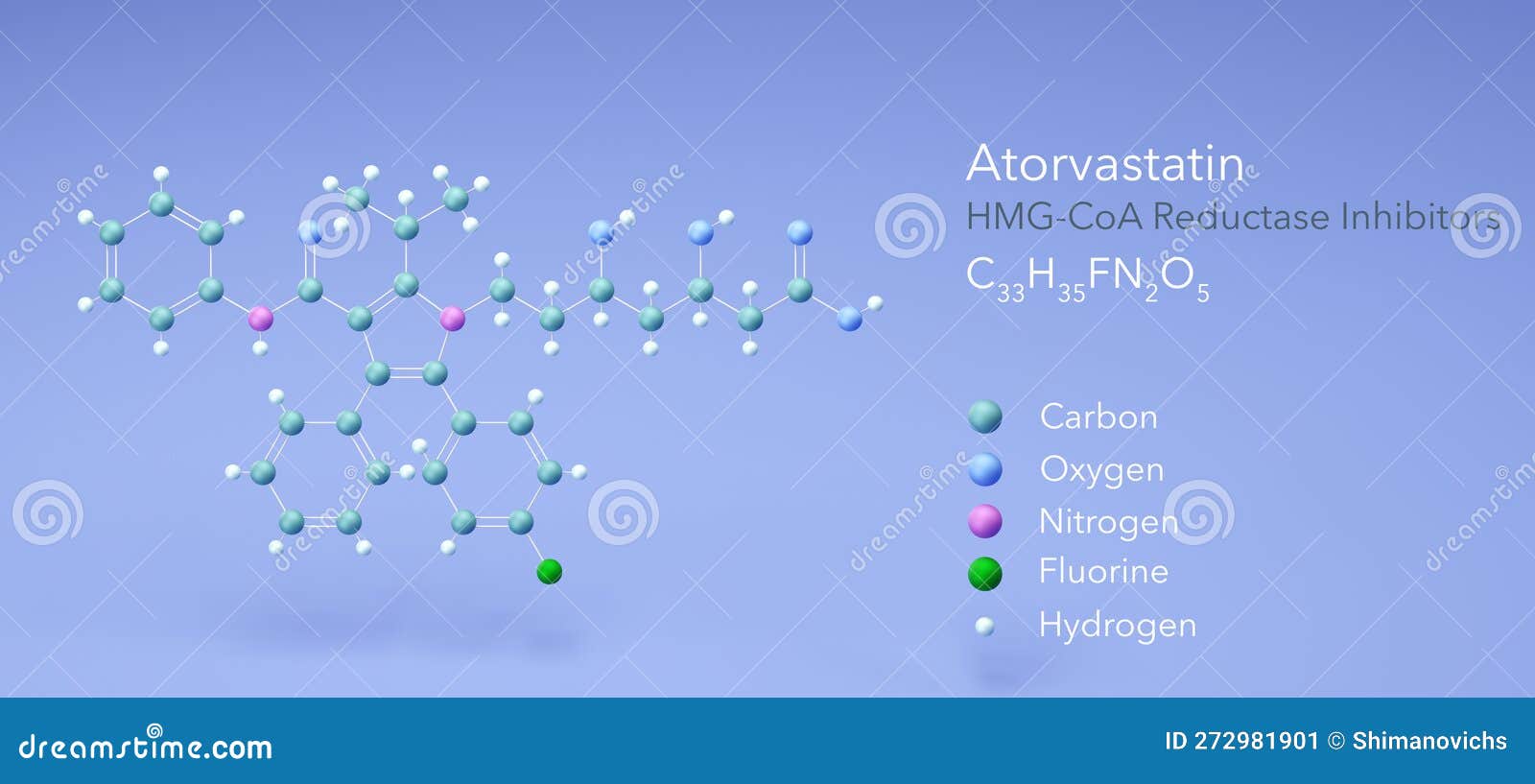 Atorvastatin Molecule, Molecular Structures, Hmg-coa Reductase ...