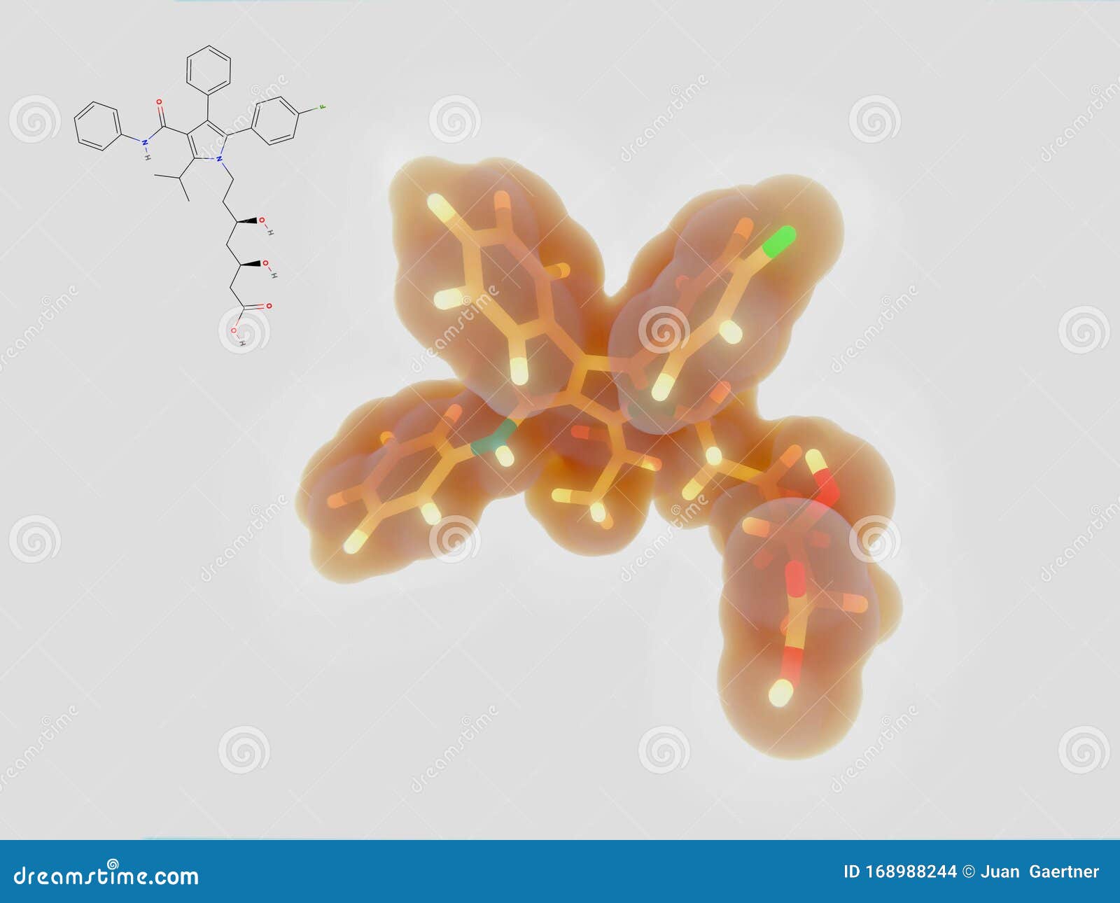 Atorvastatin, Structural Formula and Spacefill Structure Stock ...