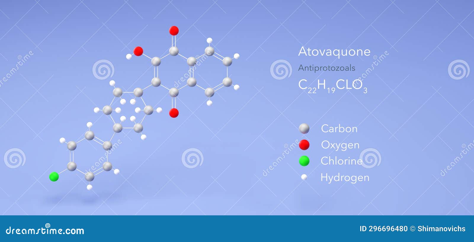 Atovaquone Molecule, Molecular Structures, Antimicrobial Medication, 3d ...