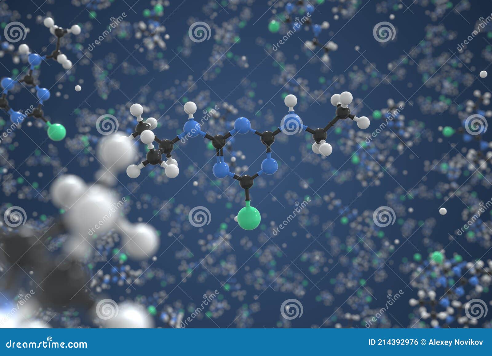 Atrazine Molecule, Ball-and-stick Molecular Conceptual Model ...