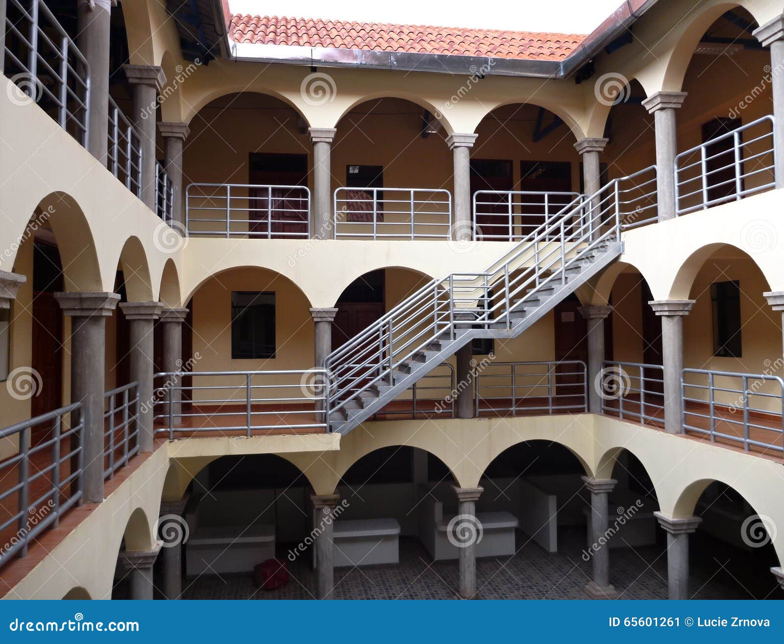 Atrium of an Old House with Arcades Stock Image - Image of house, brick ...
