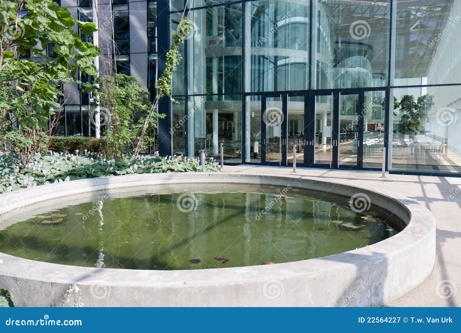 Atrium with Pool in a Modern Building Stock Image - Image of hall ...