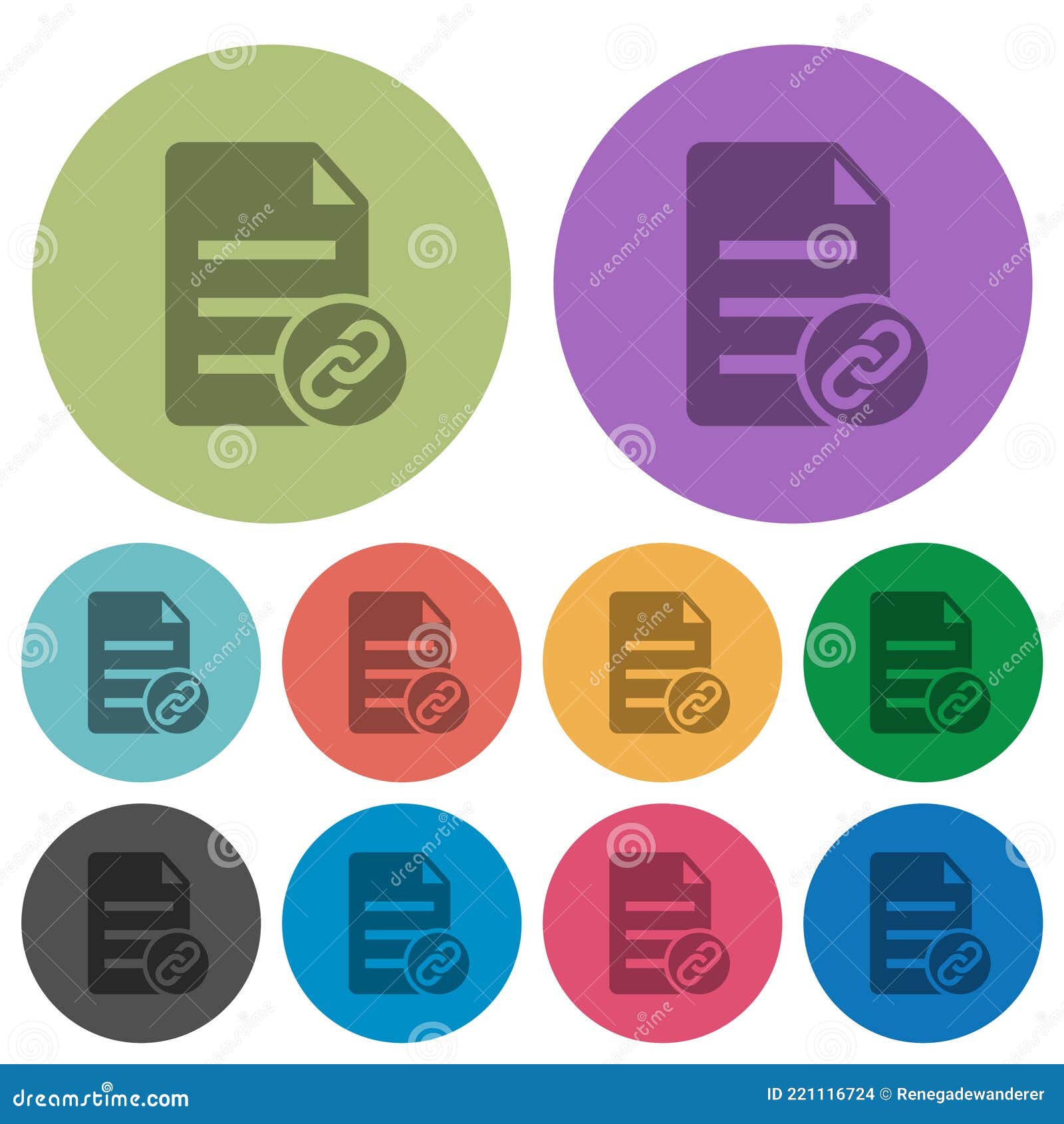 Attach Document Flat Color Icons With Quadrant Frames Cartoon Vector ...