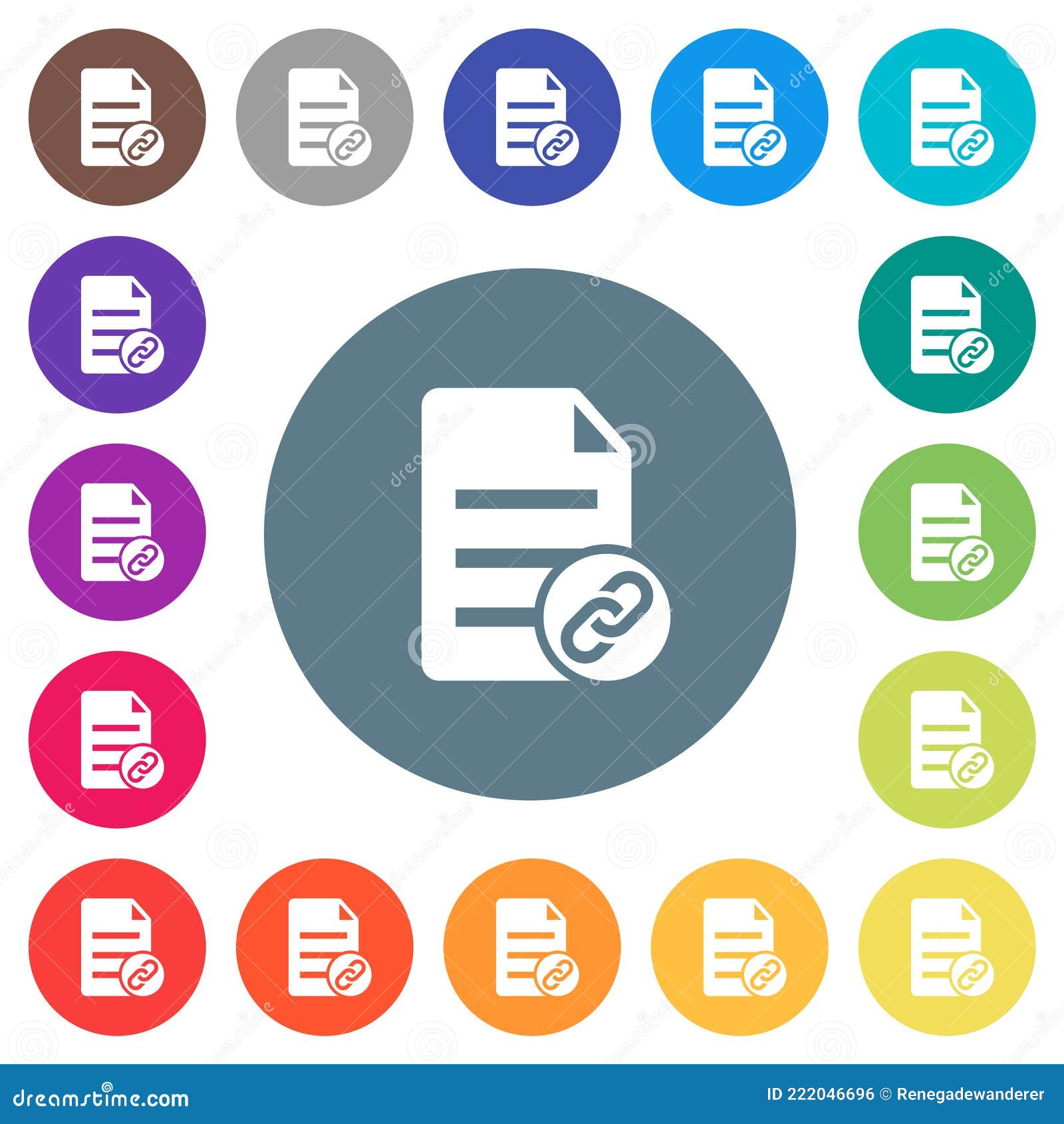 Attach Document Flat White Icons on Round Color Backgrounds Stock Vector - Illustration of file ...