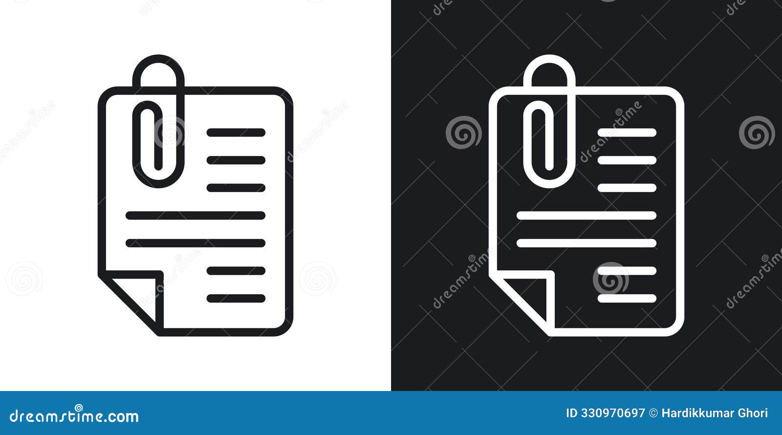 Attach Document Icon Set. Paper File Doc Clip Vector Symbol in a Black ...