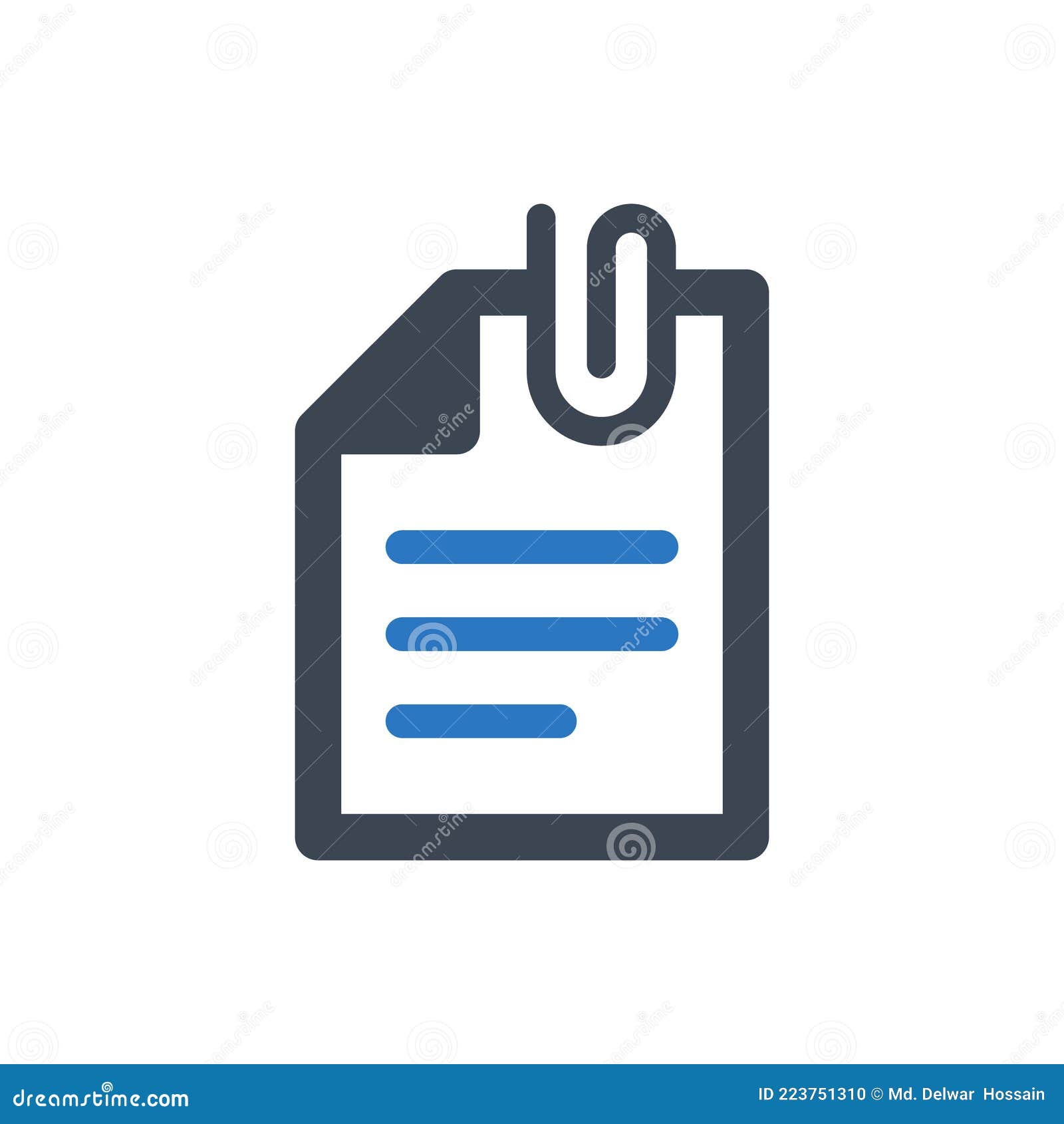 Attach document icon stock vector. Illustration of paperclip - 223751310