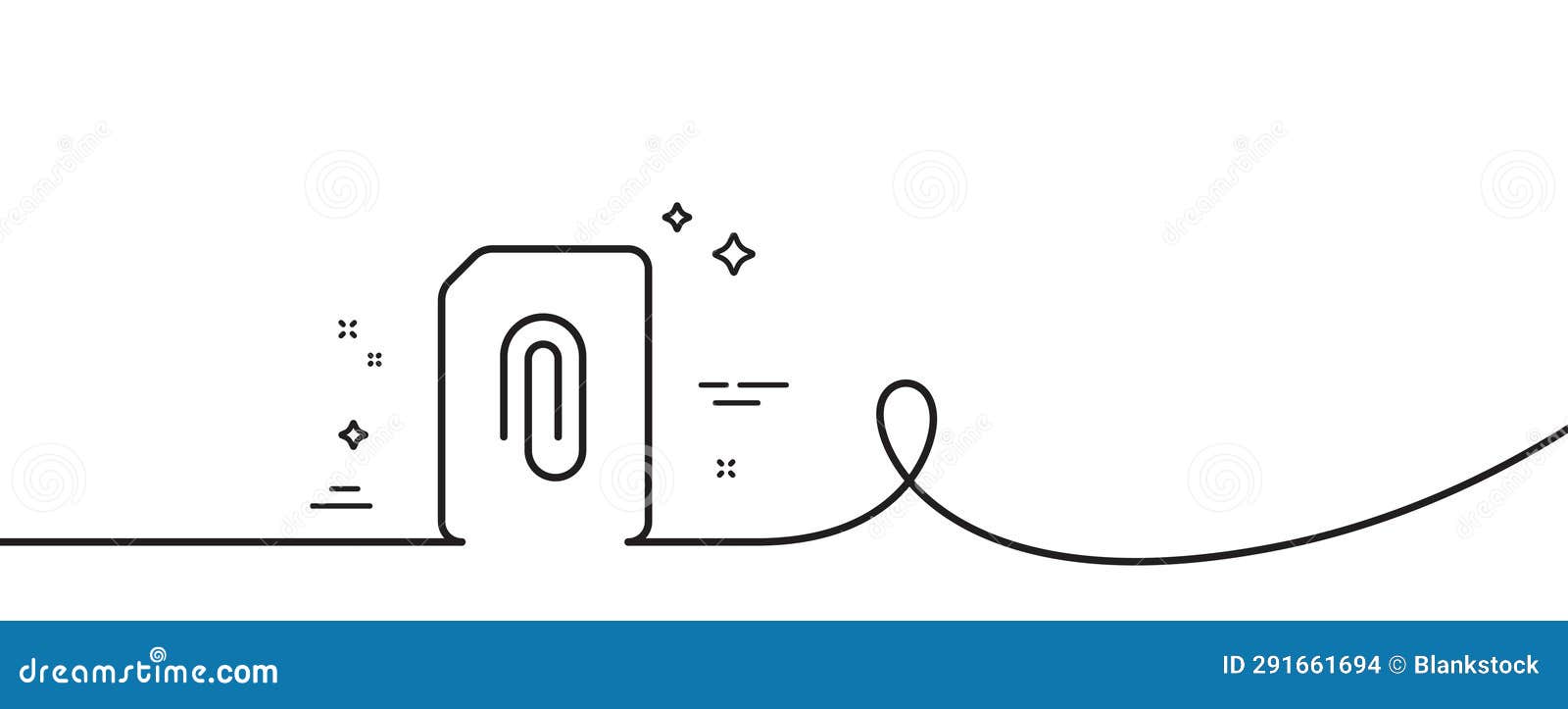 Attach Document Line Icon File Sign Continuous Line With Curl Vector