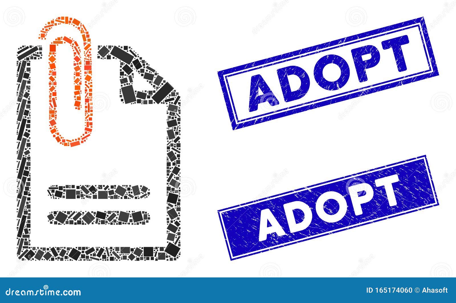 Attach Document Mosaic and Distress Rectangle Adopt Stamp Seals Stock ...