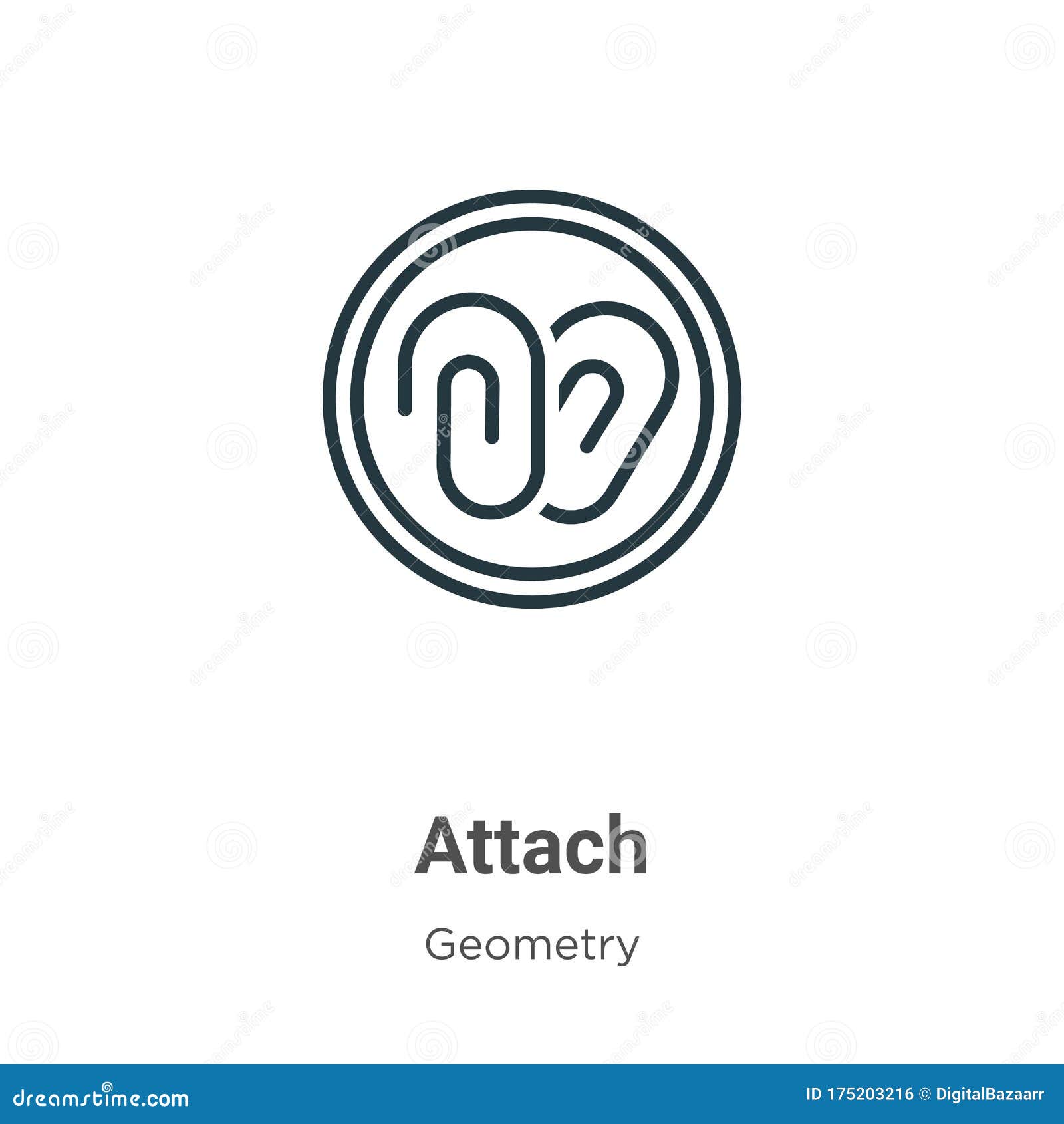 Attach Outline Vector Icon. Thin Line Black Attach Icon, Flat Vector ...