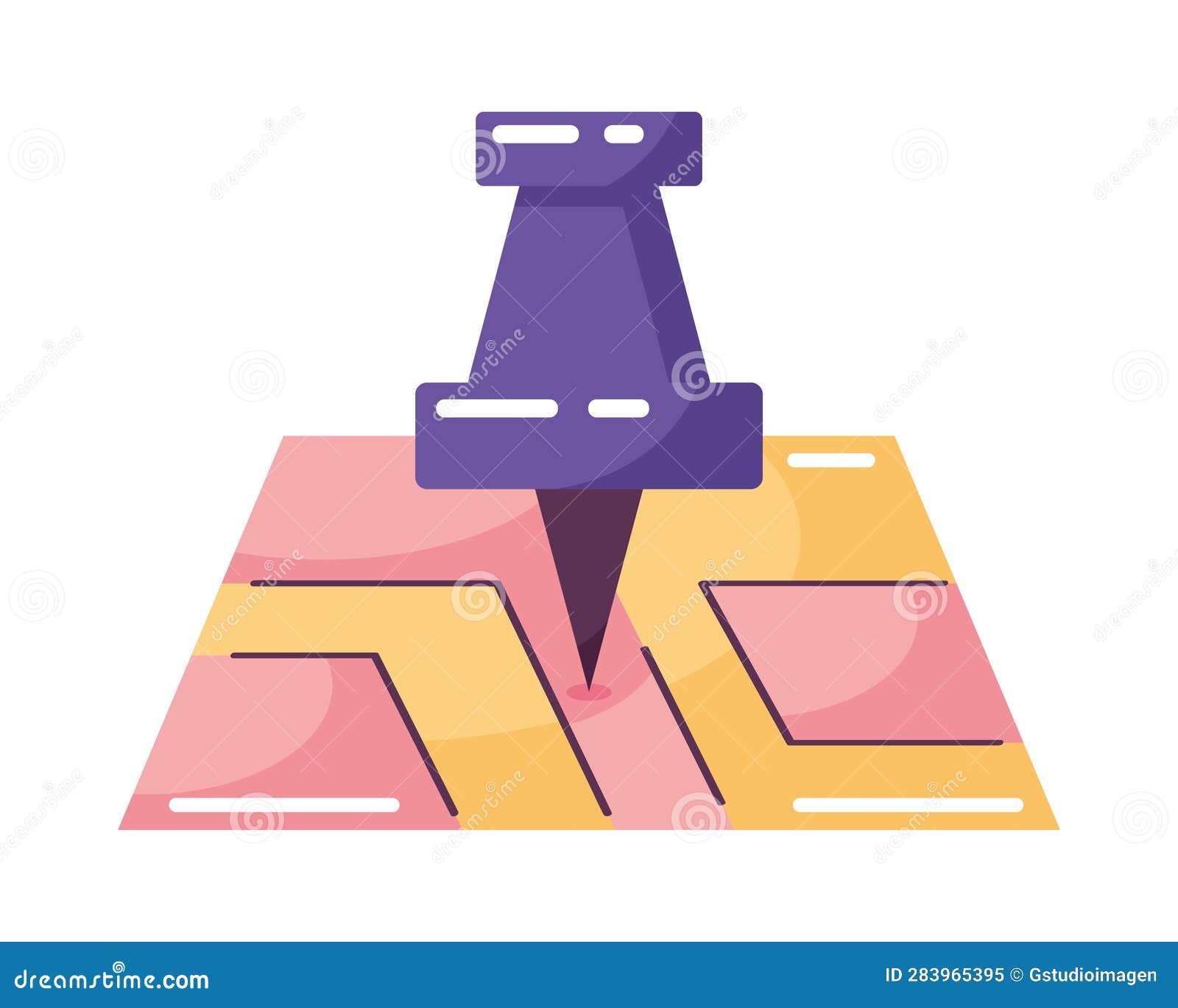 Attach pin in paper map stock vector. Illustration of steel - 283965395