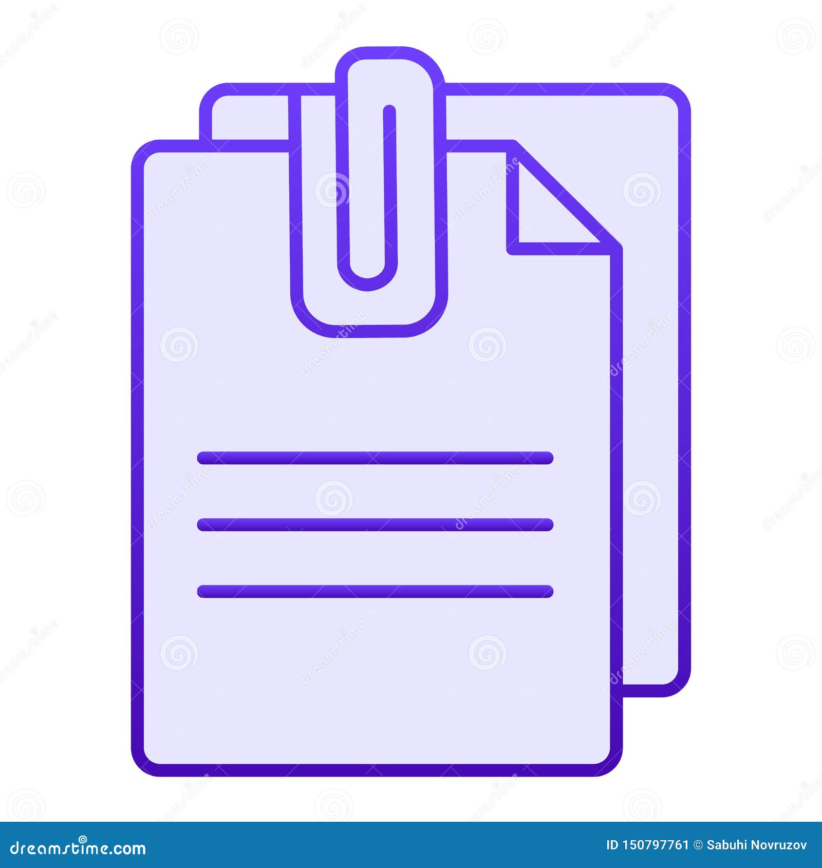 Attached Document Flat Icon. Papers with Clip Blue Icons in Trendy Flat ...