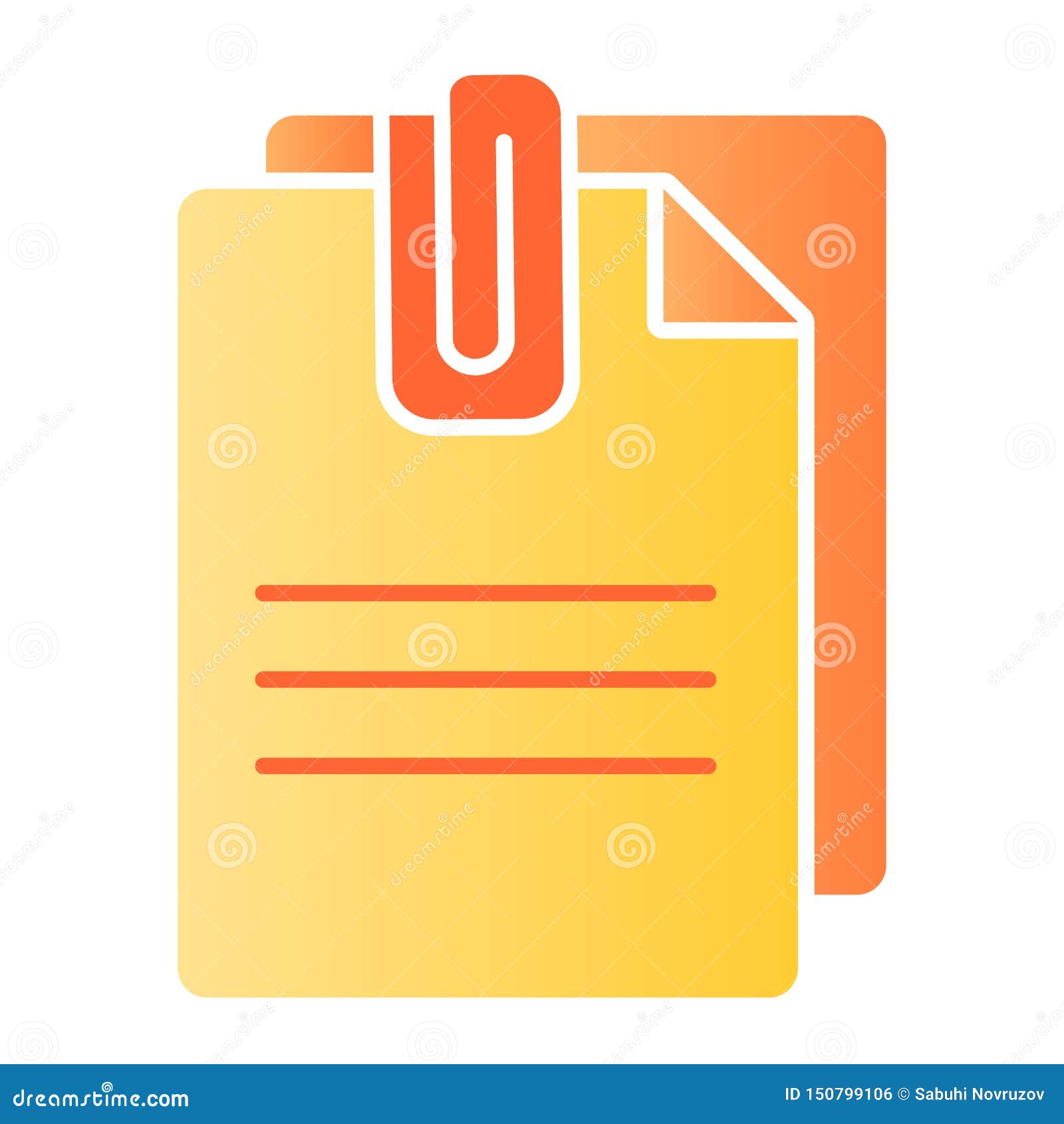 Attached Document Flat Icon. Papers with Clip Color Icons in Trendy ...