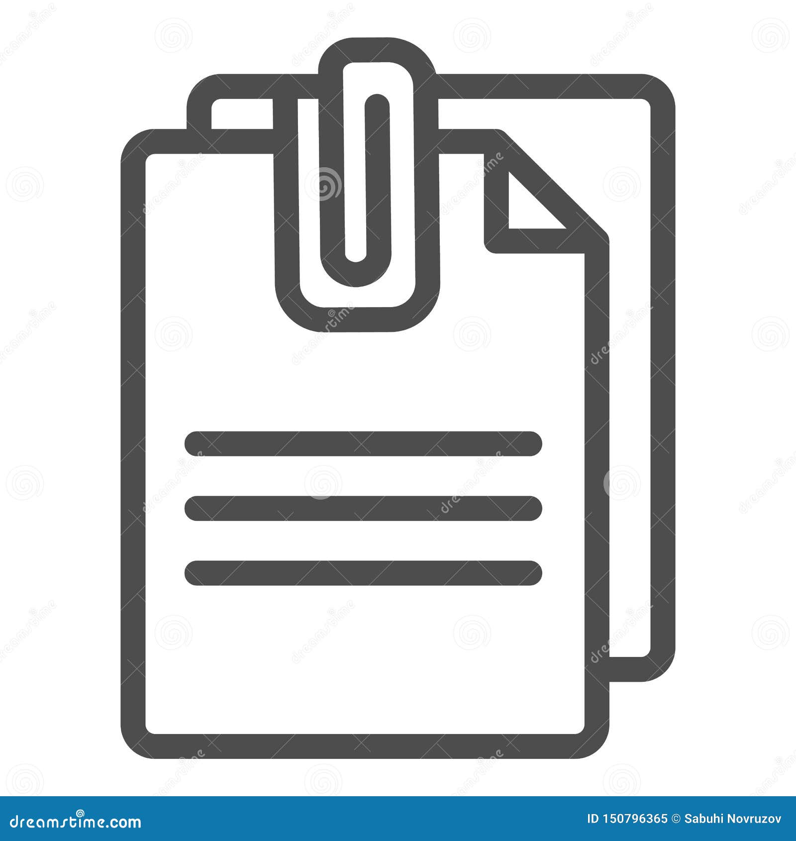 Attached Document Line Icon. Papers with Clip Vector Illustration ...