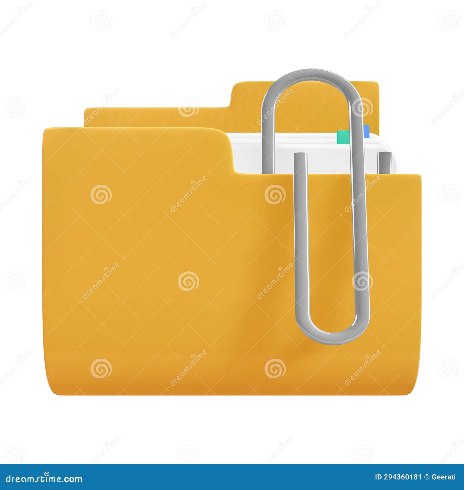 Attached Documents Folder Icon With Clipping Path, 3d Rendering Stock ...
