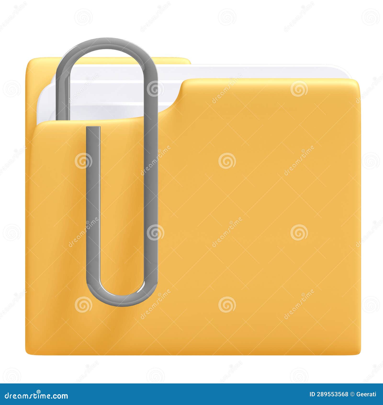 Attached Documents Folder Icon with Clipping Path, 3d Rendering Stock ...
