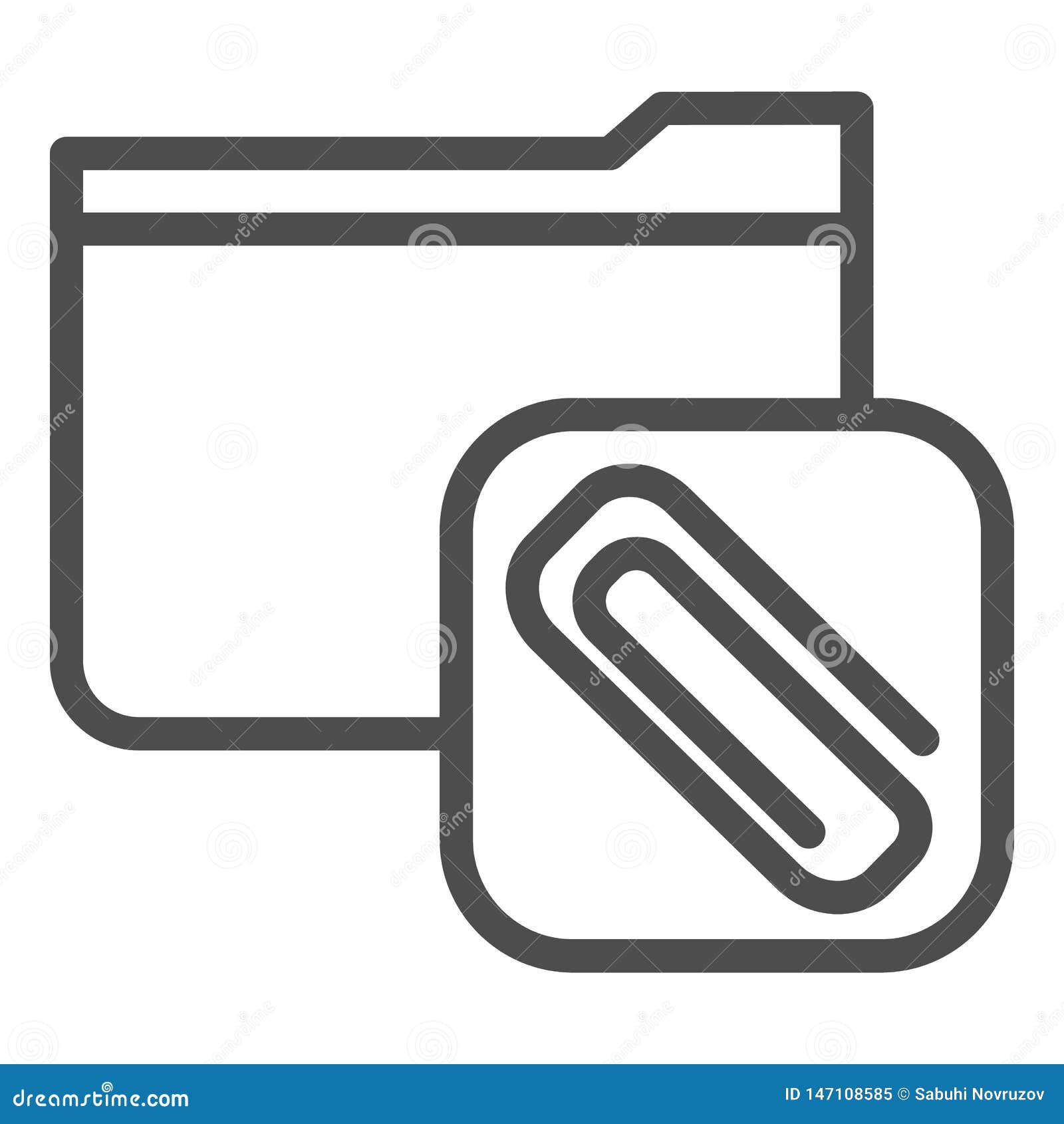 Attached Folder Line Icon. Folder with Clip Vector Illustration ...