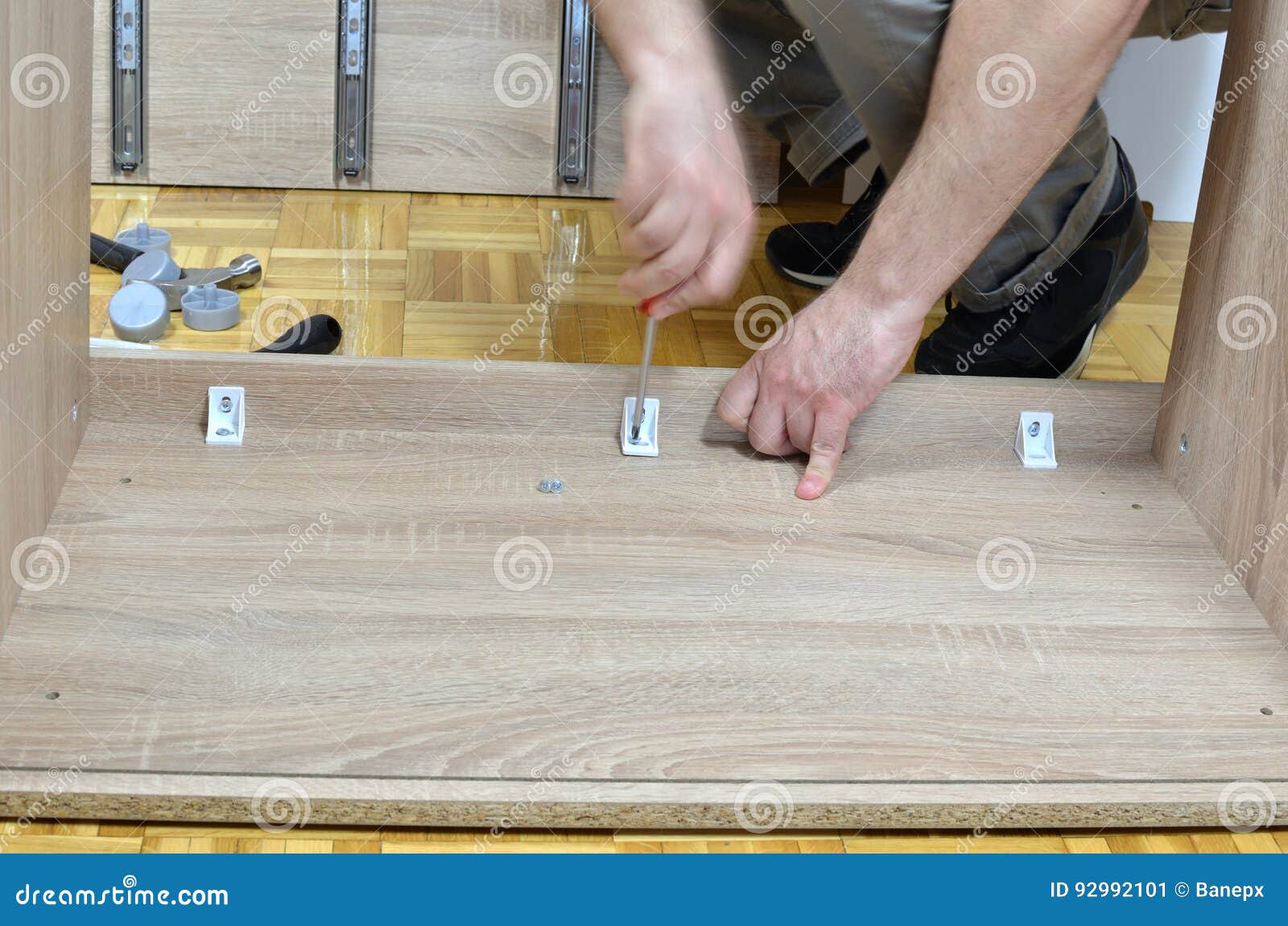 Attaching Elements of a Furniture Stock Image - Image of installing ...