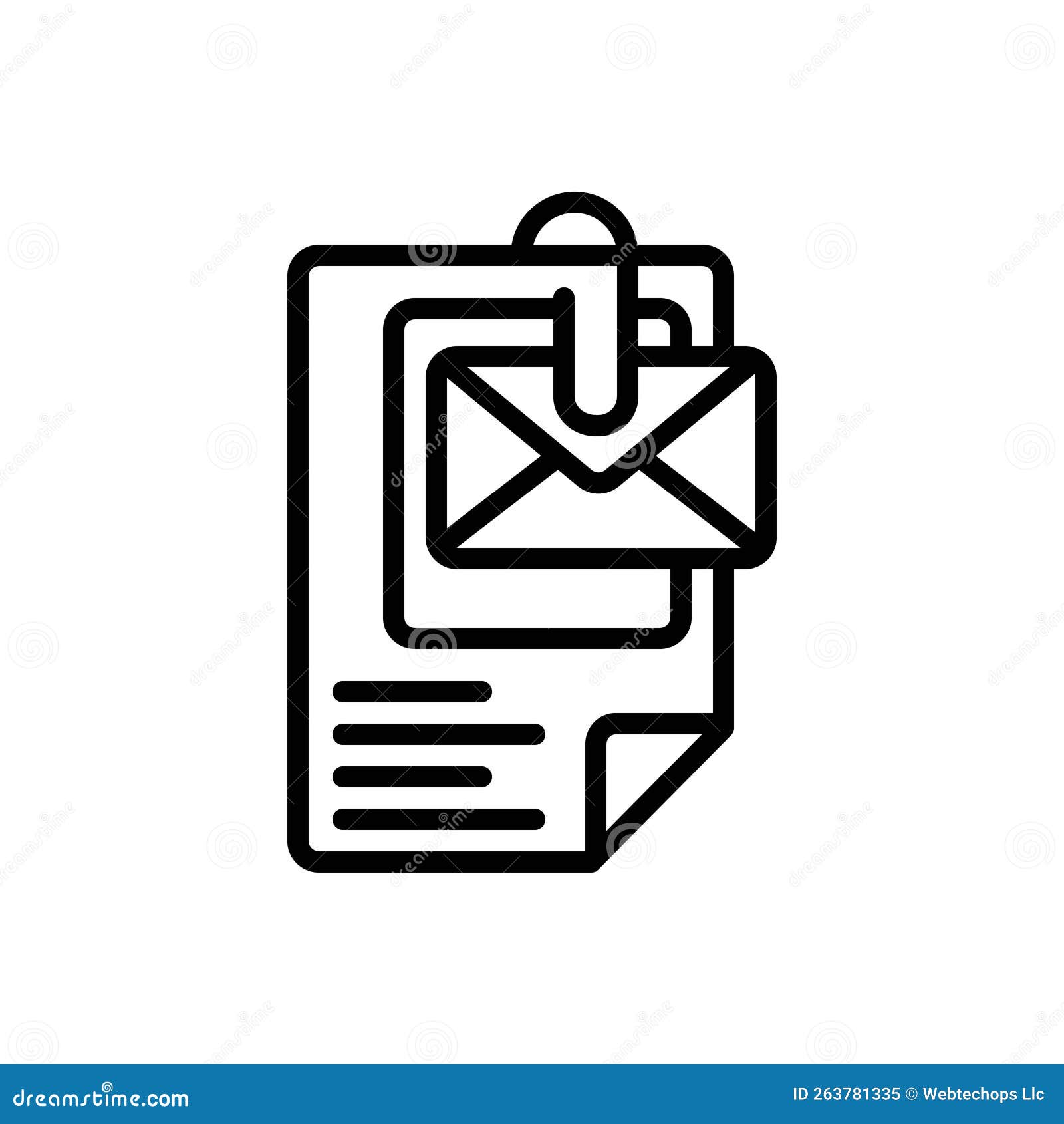 Black Line Icon for Attachments, Attach and Document Stock Vector ...