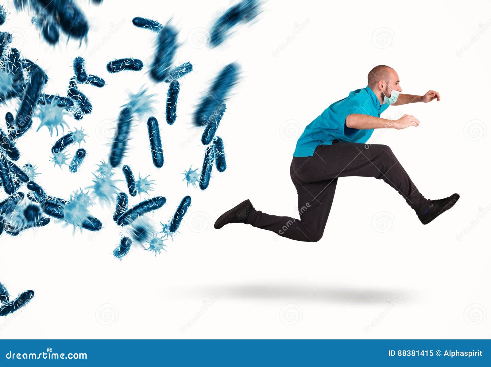 Attack of Bacteria. 3D Rendering Stock Image - Image of fearful, clinic ...