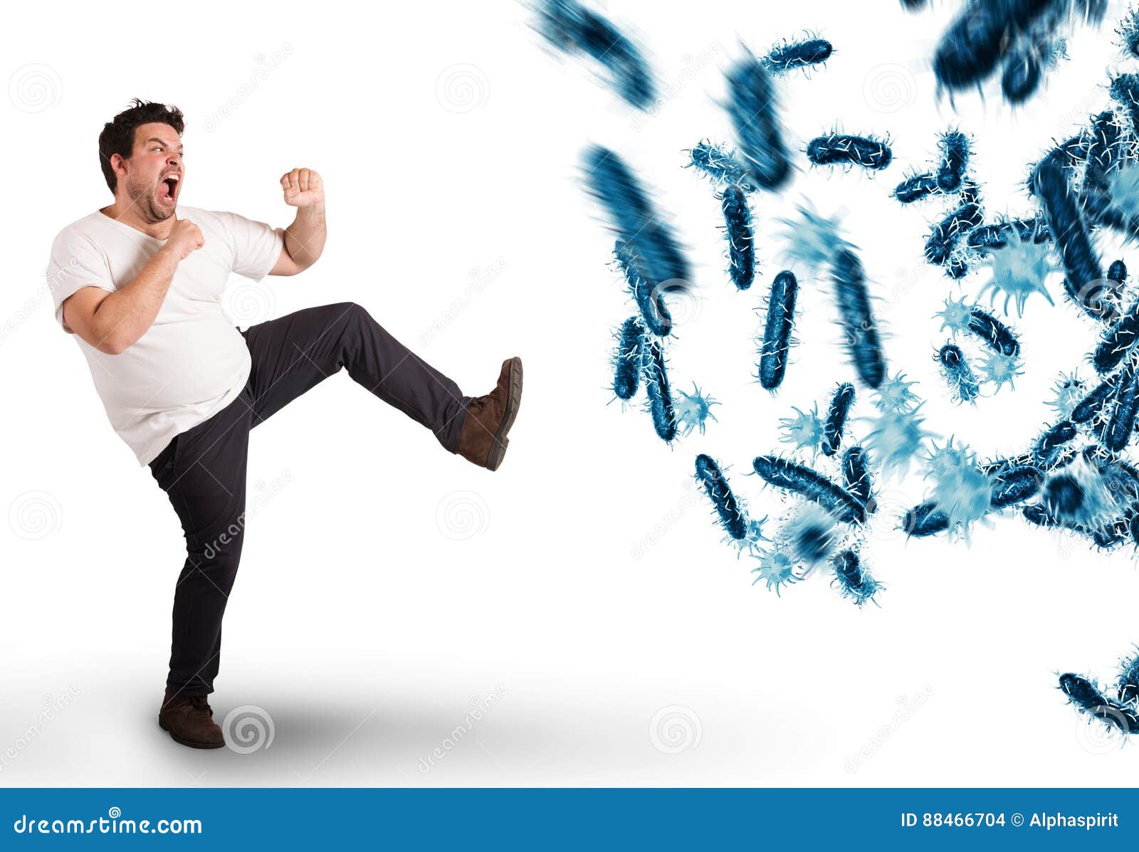 Attack of Bacteria. 3D Rendering Stock Photo - Image of healthy ...